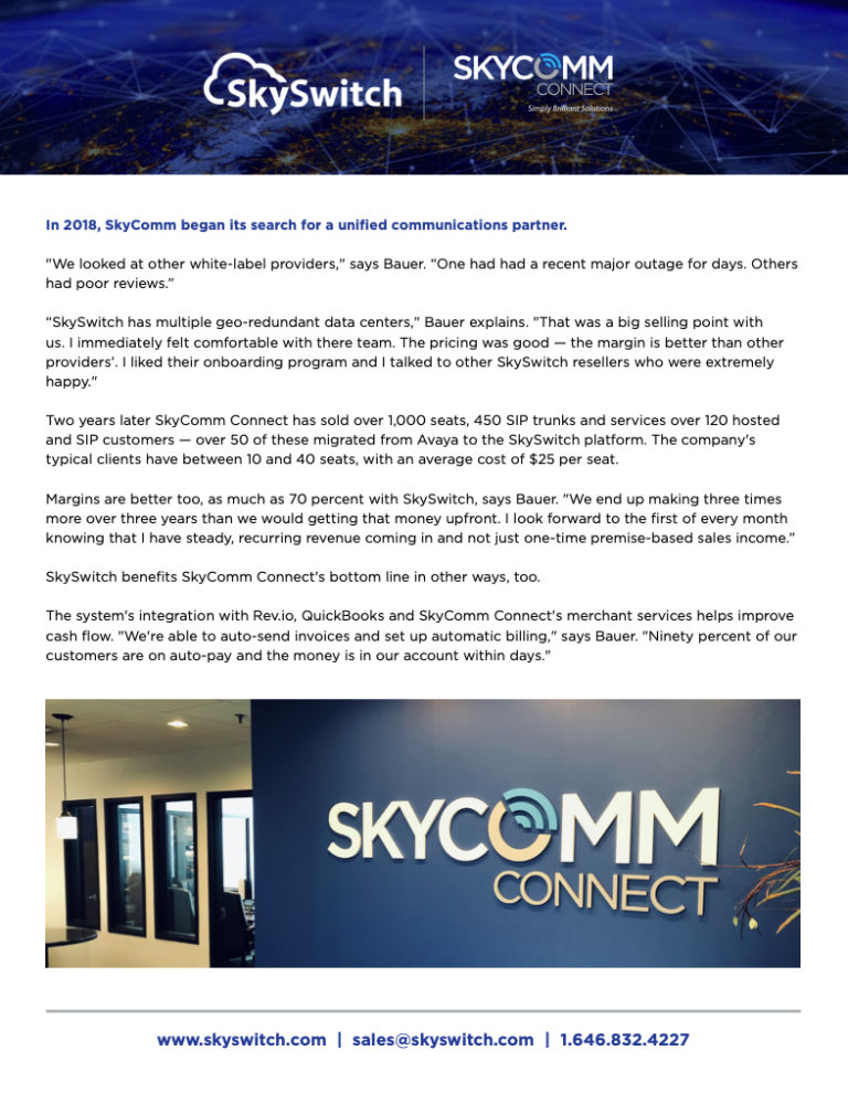 Case Study: Meet The Reseller: SkyComm Connect - SkySwitch